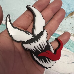 Grill Badge Emblem Venomous V2 Matte Black W/ Red Tongue and White Eye ...