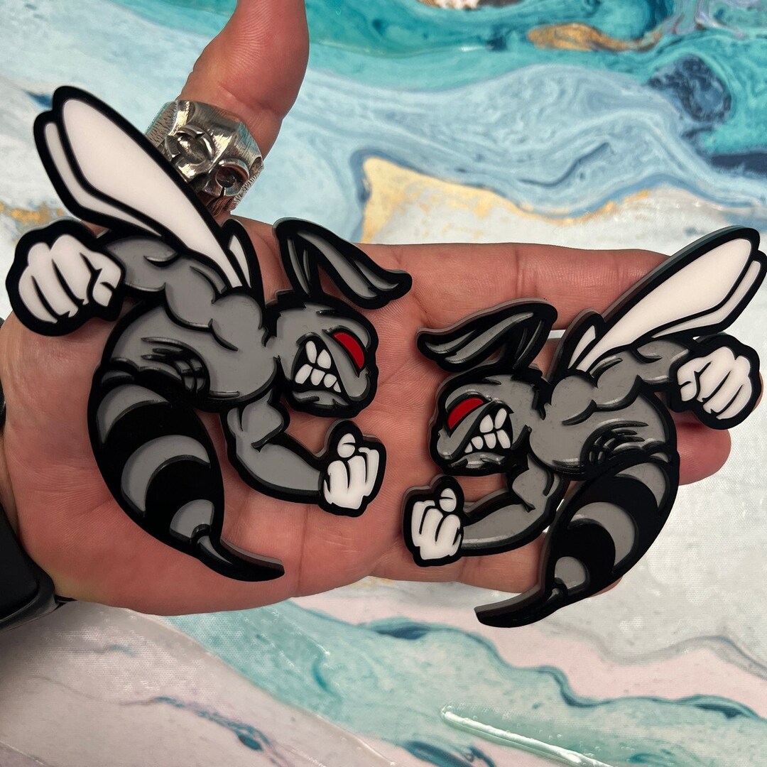 Fender Badges | Hornet BEE SWOLE Gray Emblem Knuckles W/ Red Eye |2 ...