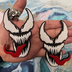 Fender Badges Emblem Venomous V2 Matte Black W/ Red Tongue and White ...