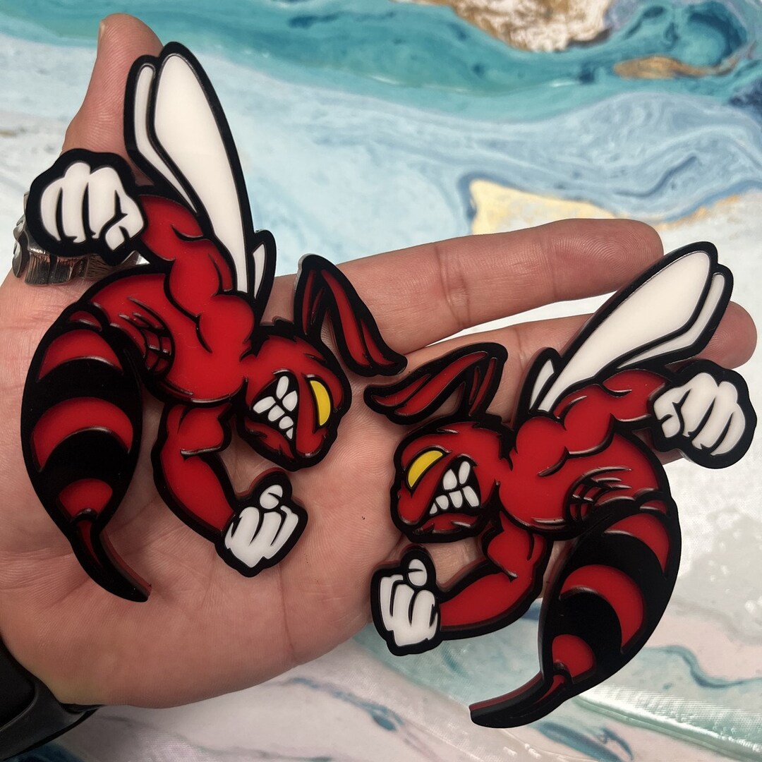 Fender Badges | Hornet BEE SWOLE Red Emblem Knuckles W/ Yellow Eye |2 ...