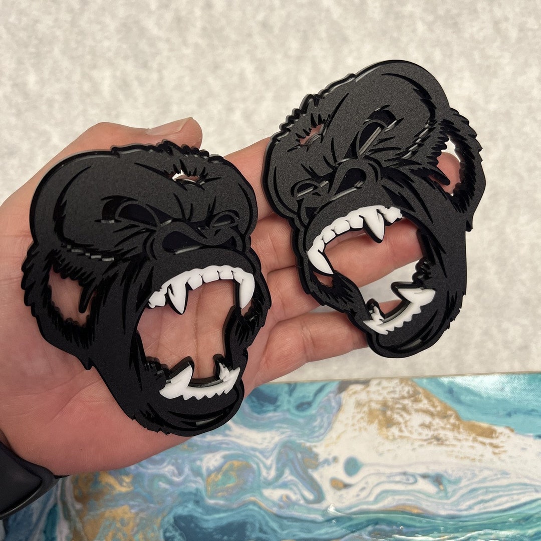 Fender Badges | Gorilla Emblem Roaring W/ Teeth |2 BADGES| Angry ...