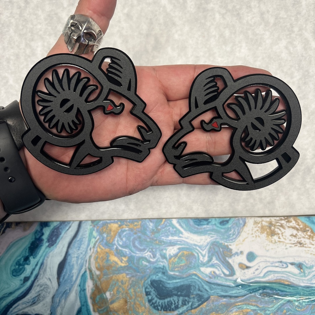 Fender Badges | Ram Head Emblem Premium W/ Red Eye |2 BADGES| Angry ...