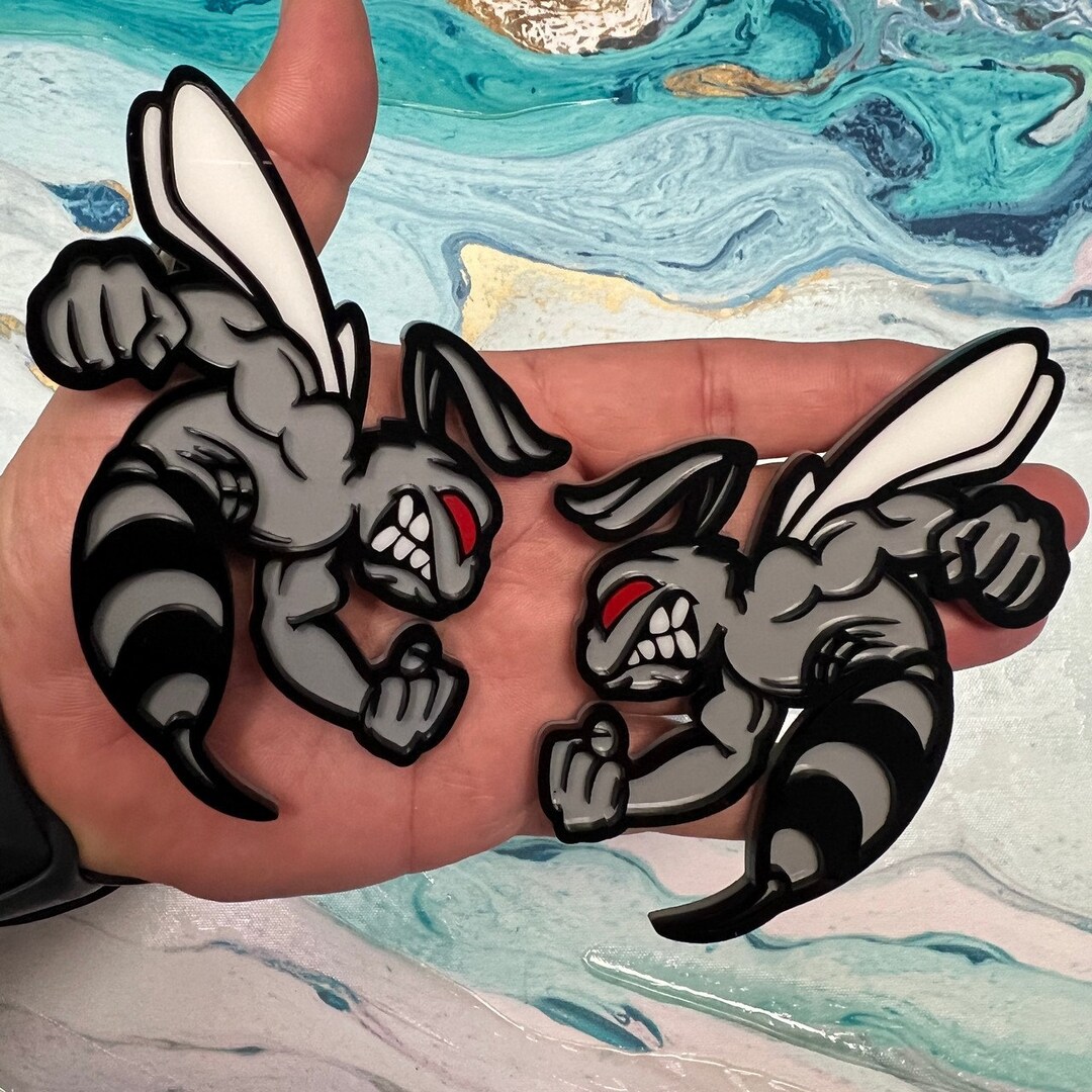 Fender Badges | Hornet BEE SWOLE Gray Emblem Wings W/ Red Eye |2 BADGES ...