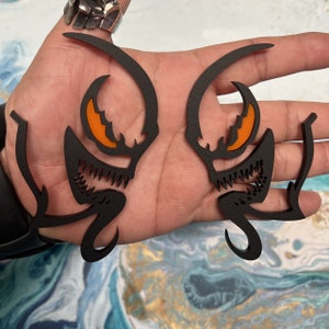 Fender Badges Emblem Venomous Venom Matte Black With Orange Eye| 2 ...