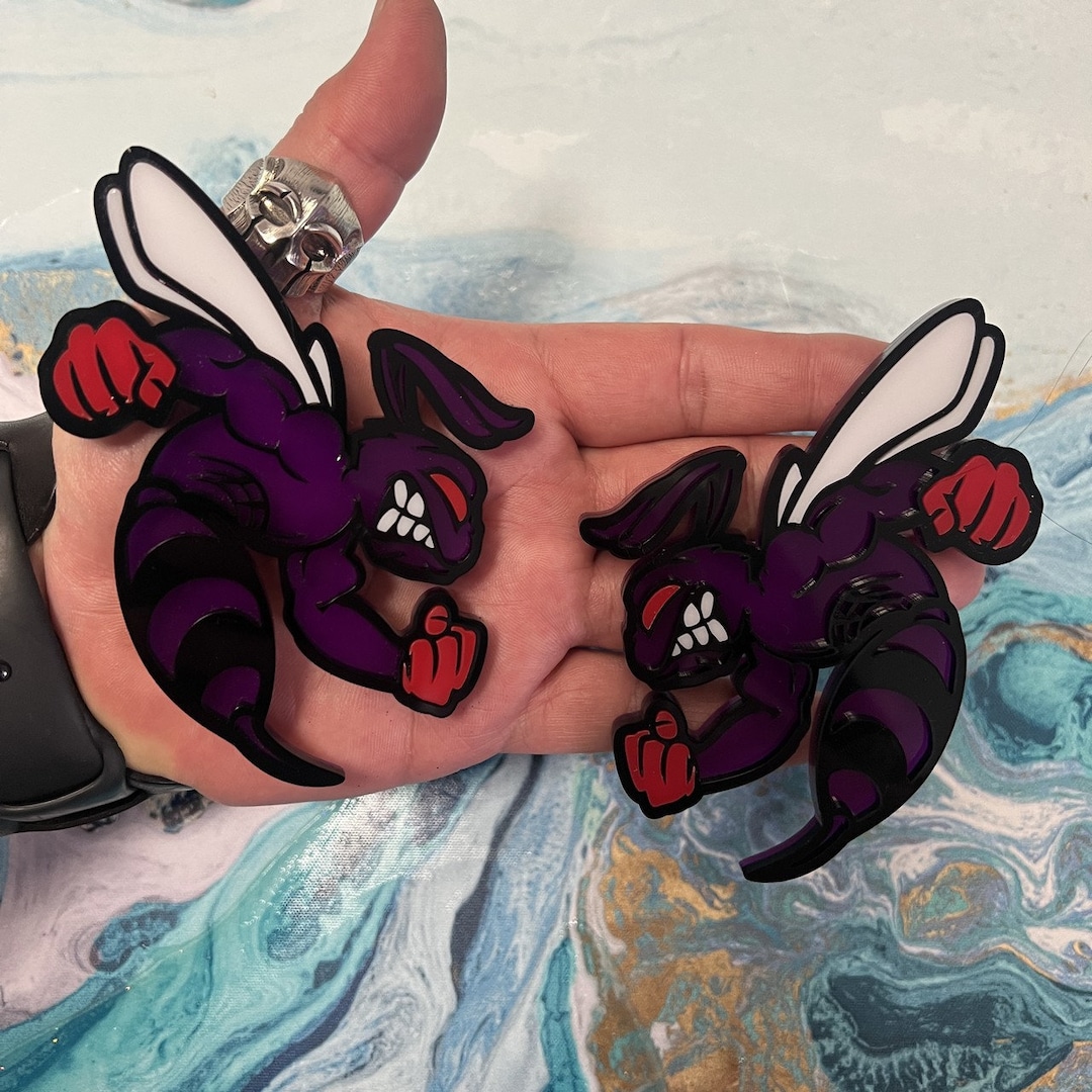 Fender Badges | Hornet BEE SWOLE Purple Emblem Knuckles W/ Red Eye |2 ...