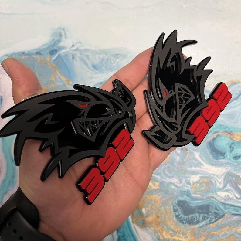 Fender Badges | Hog Emblem Red Eye Numbers |2 BADGES| Warthog Bore ...