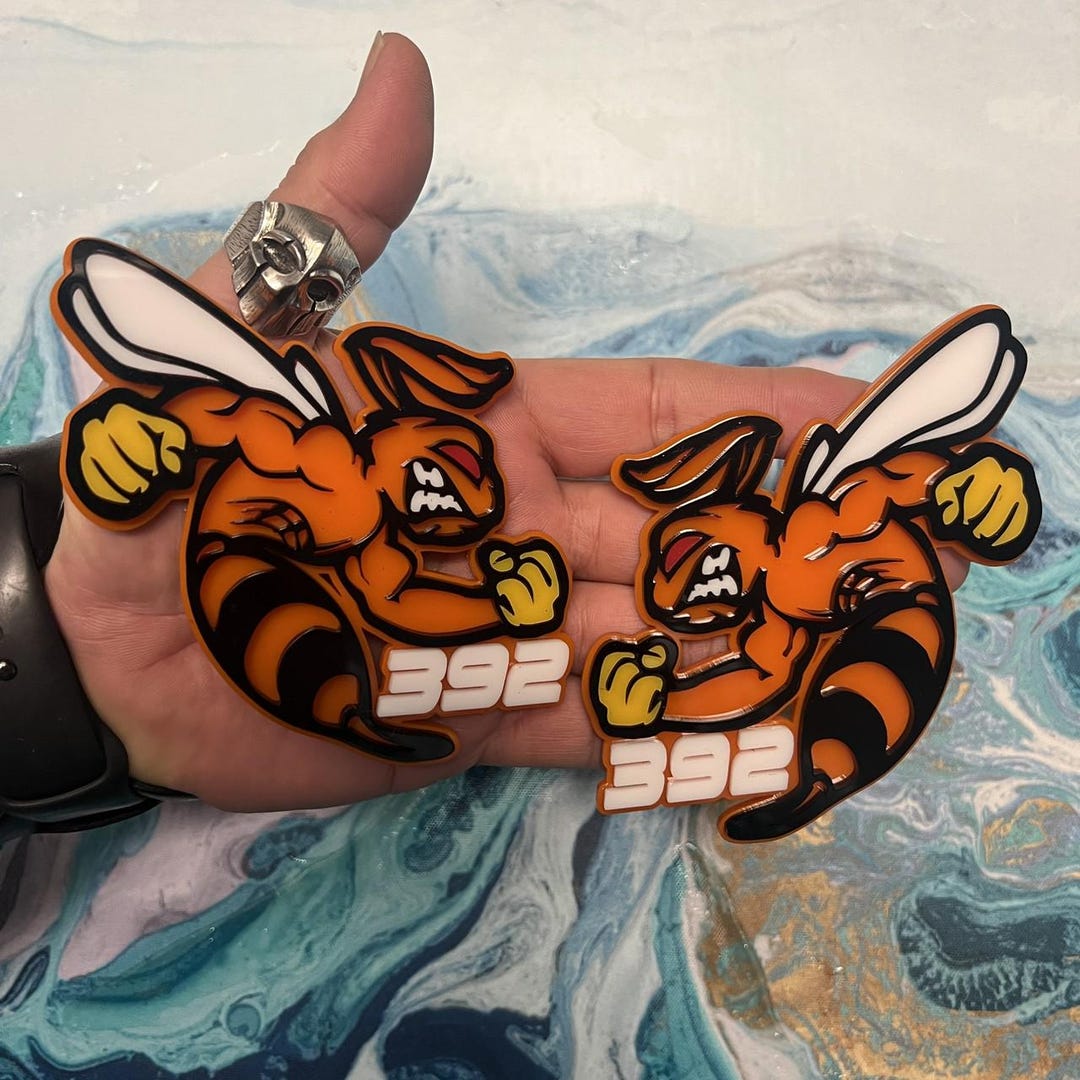 Fender Badges | Hornet BEE SWOLE Orange Emblem Yellow Knuckles W/ Red ...