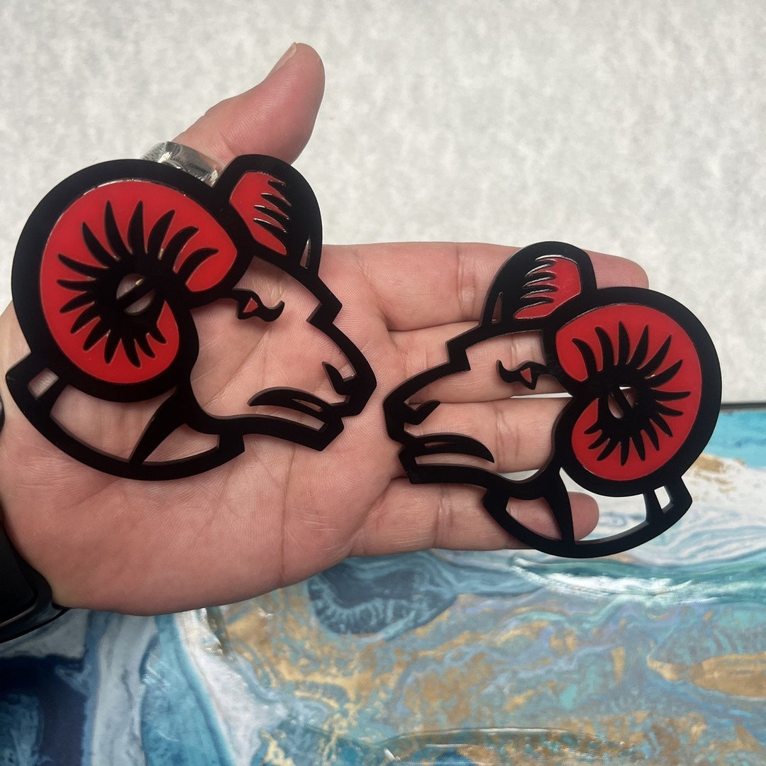 Fender Badges | Ram Head Emblem W/ Red Eye Horns |2 BADGES| Angry ...