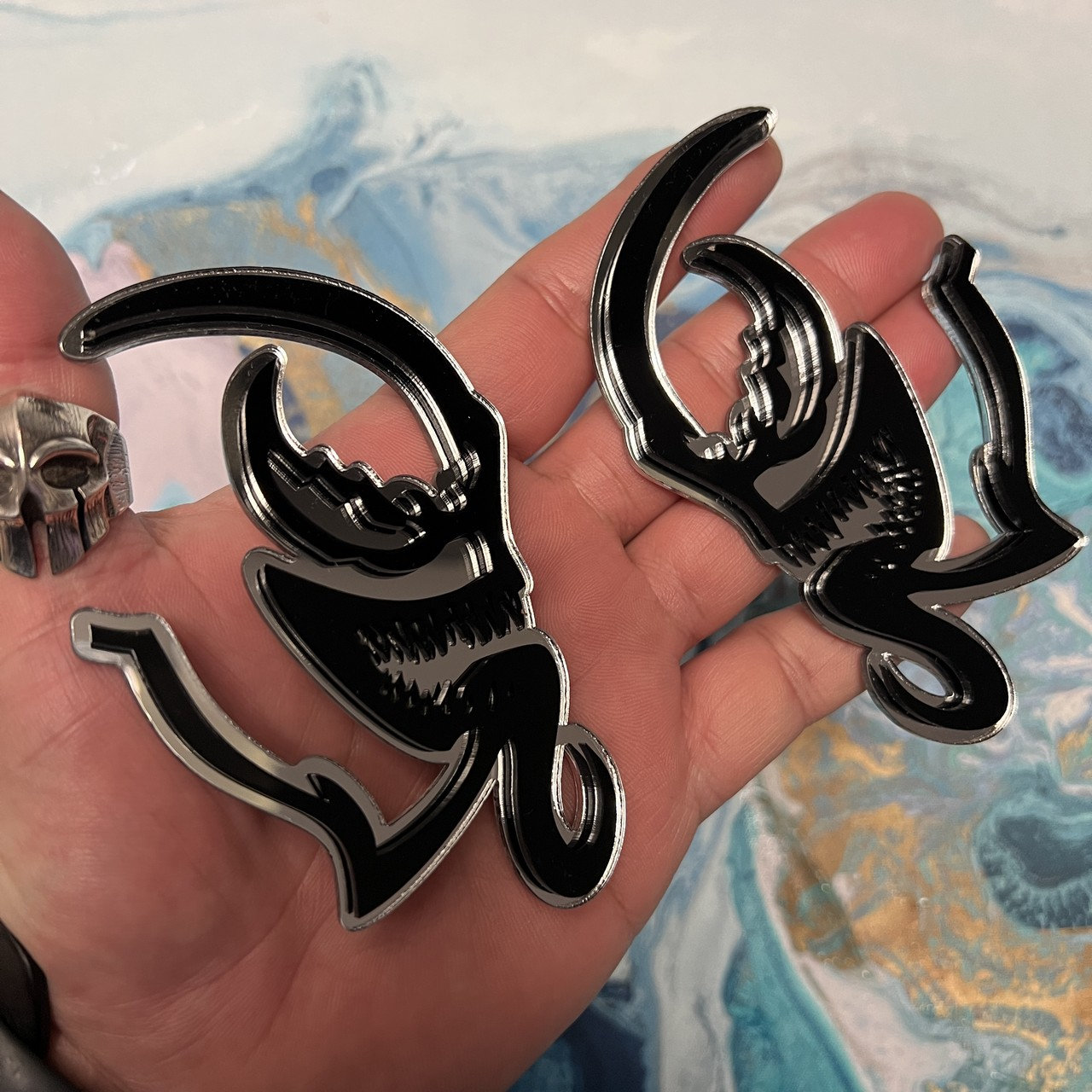 Fender Badges | Venomous Venom Mirror Silver Premium Emblem |2 BADGES ...