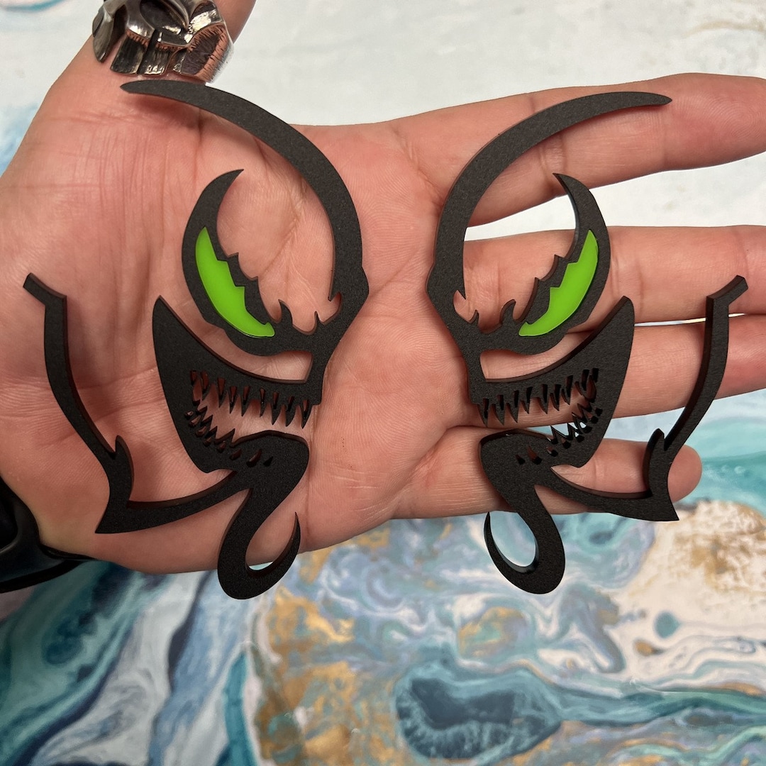 Fender Badges Emblem Venomous Venom Matte Black With Lime Green Eye| 2 ...