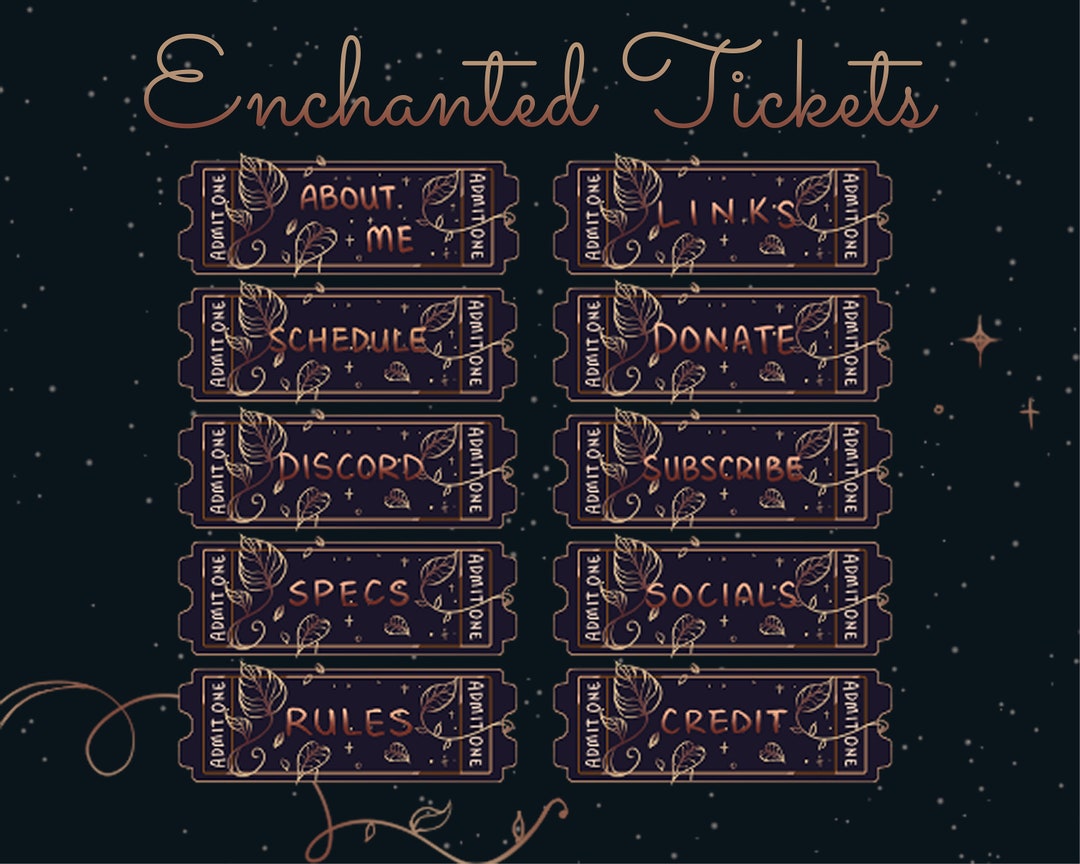 Enchanted Tickets / 10 Twitch Panels - Etsy