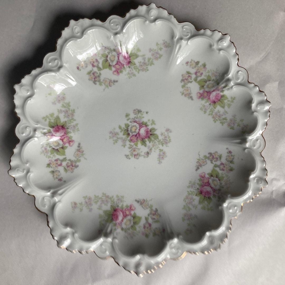 Vintage MZ Austria Porcelain Rose Plate With Scalloped Edge - Etsy