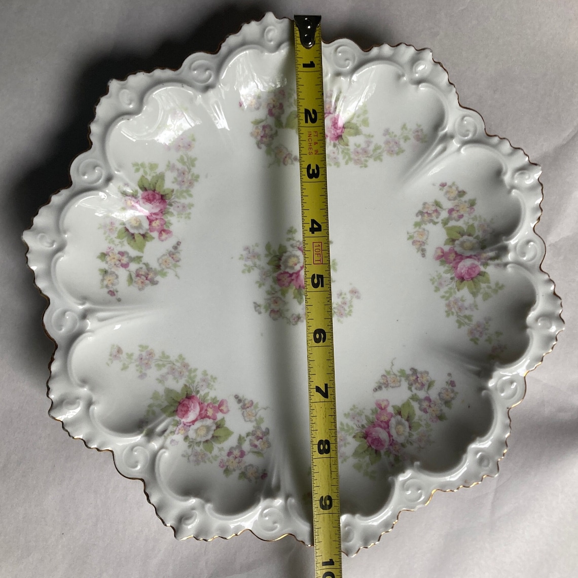 Vintage MZ Austria Porcelain Rose Plate With Scalloped Edge - Etsy