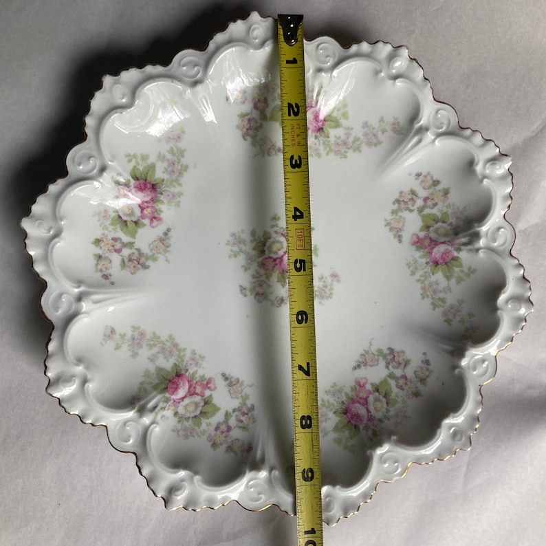 Vintage MZ Austria Porcelain Rose Plate With Scalloped Edge - Etsy