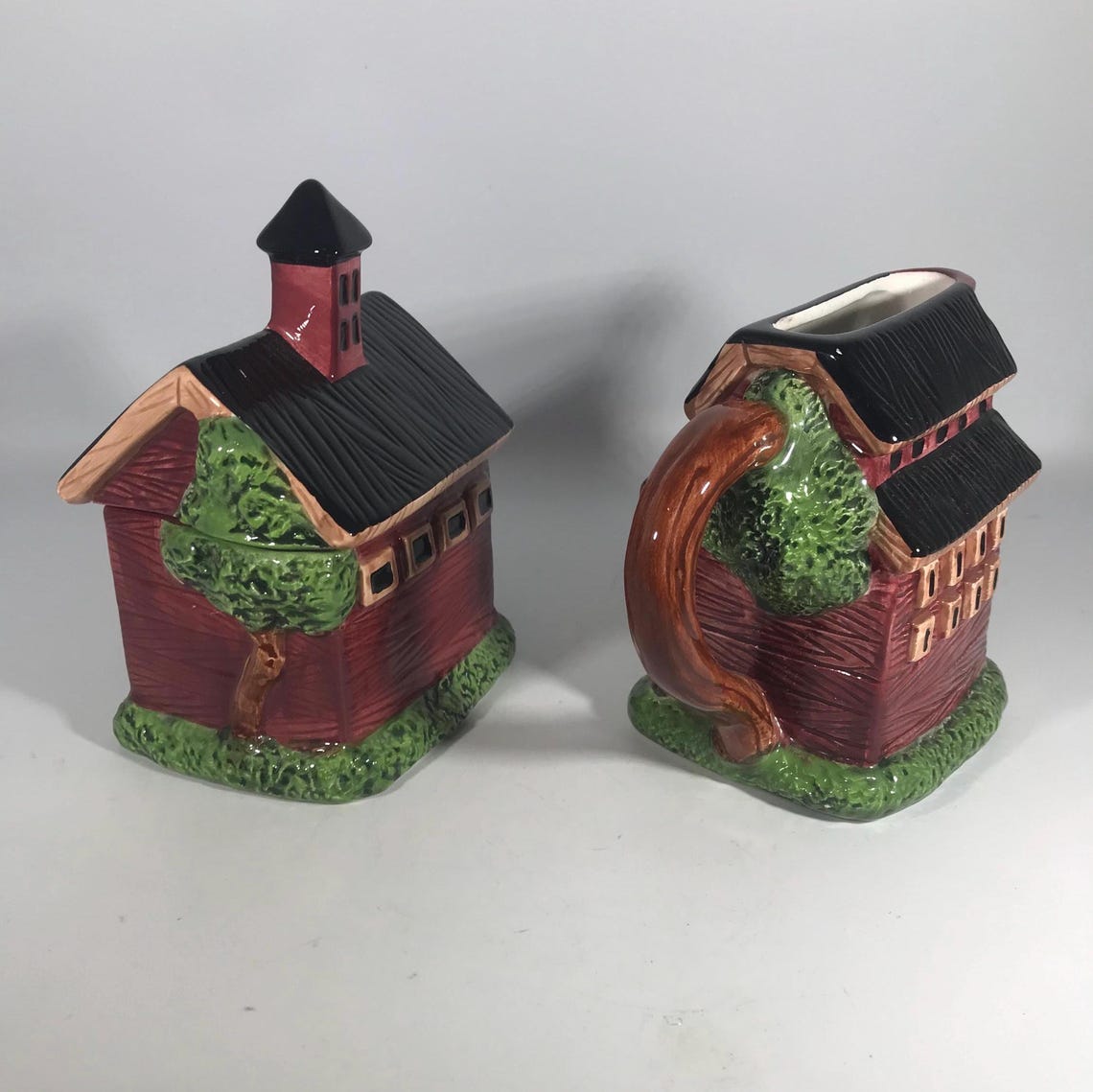 Warren Kimble Sakura Barn Schoolhouse Salt and Pepper Shakers, Creamer ...