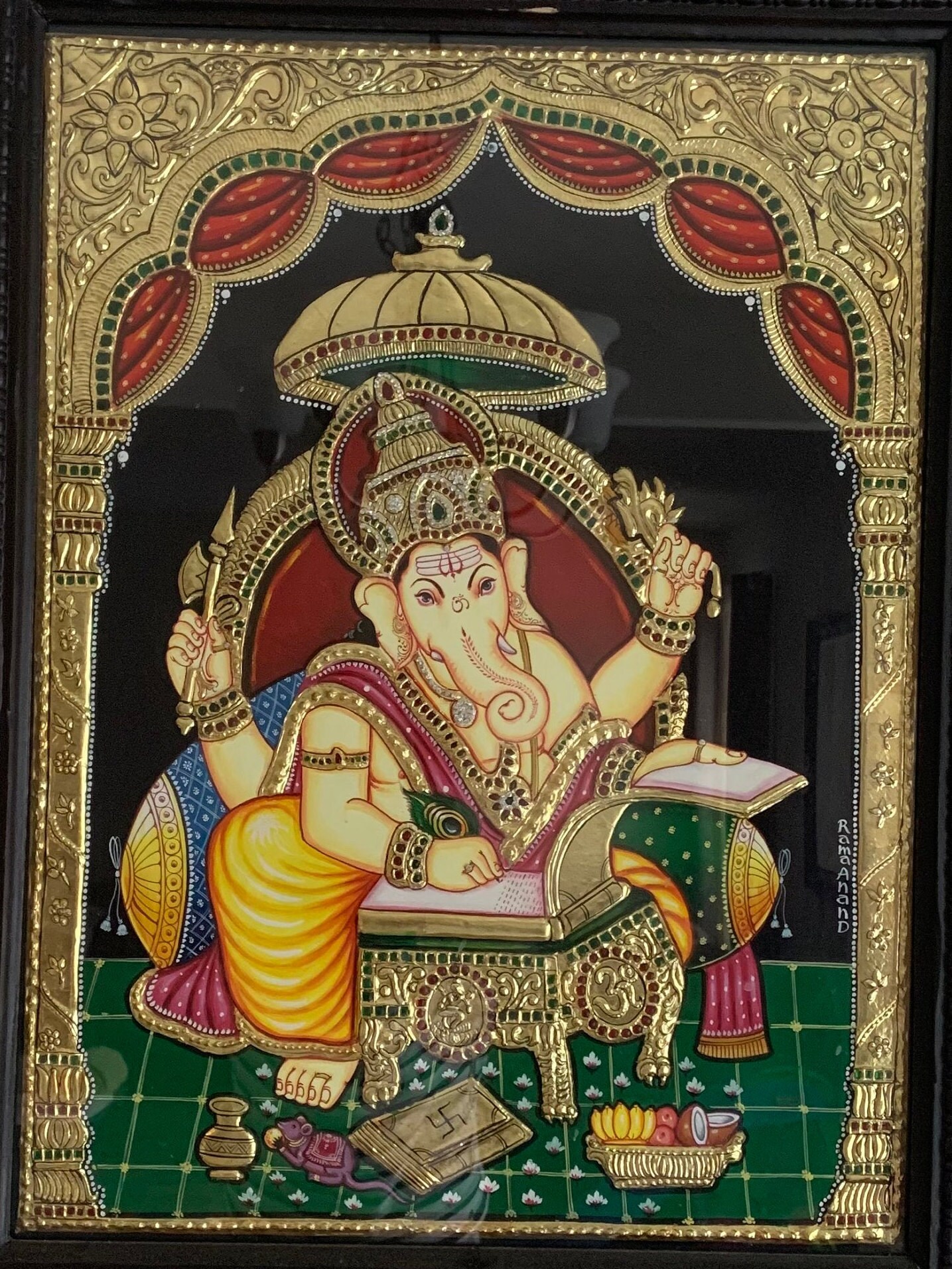 Tanjore Painting Writing Vinayaka - Etsy
