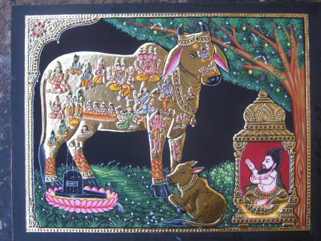 Tanjore Painting Gomatha - Etsy