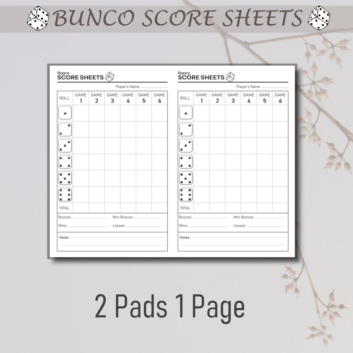 BUNCO Printable Bundle Bunco Score Sheets Tally Sheets Table Cards ...