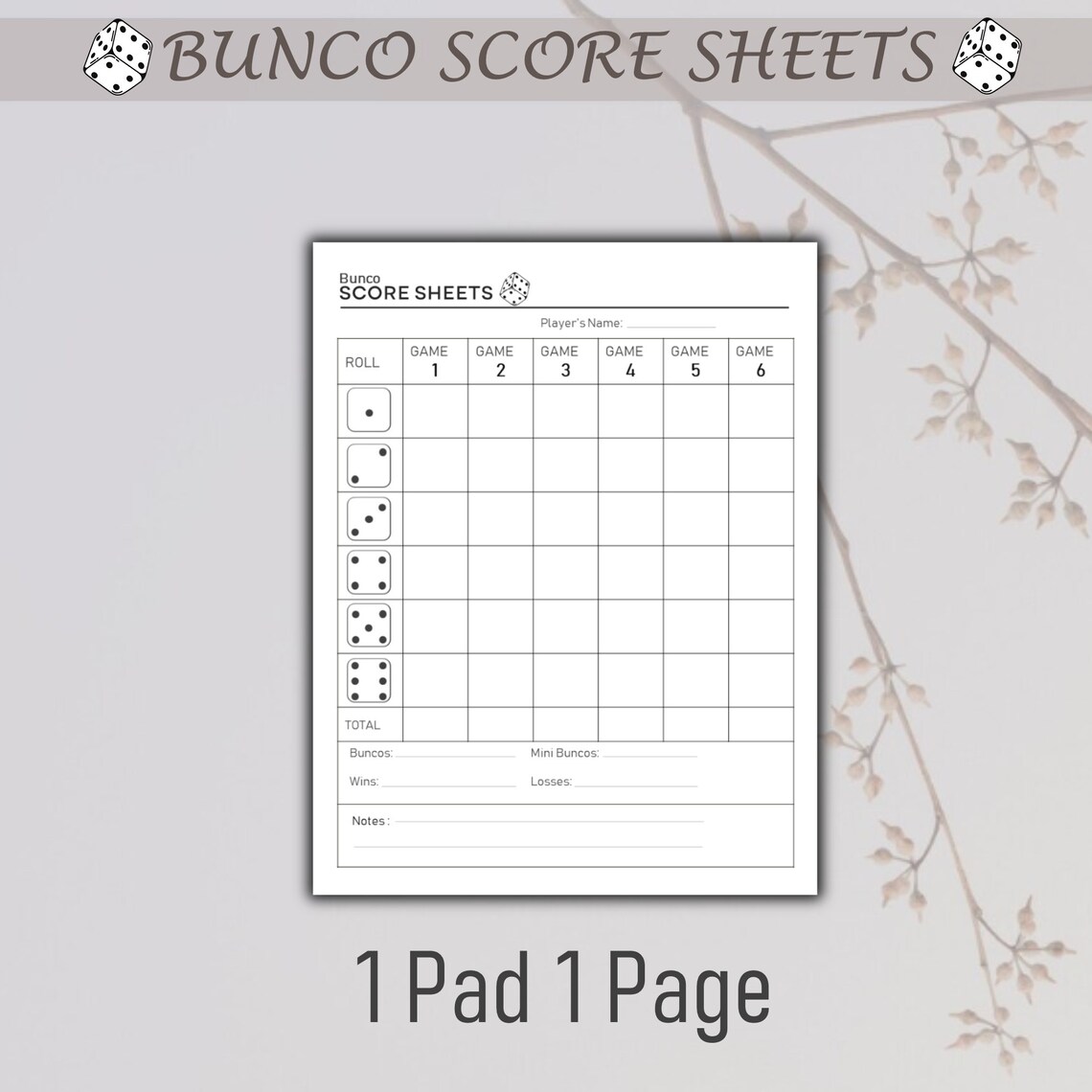 BUNCO Printable Bundle Bunco Score Sheets Tally Sheets Table Cards ...