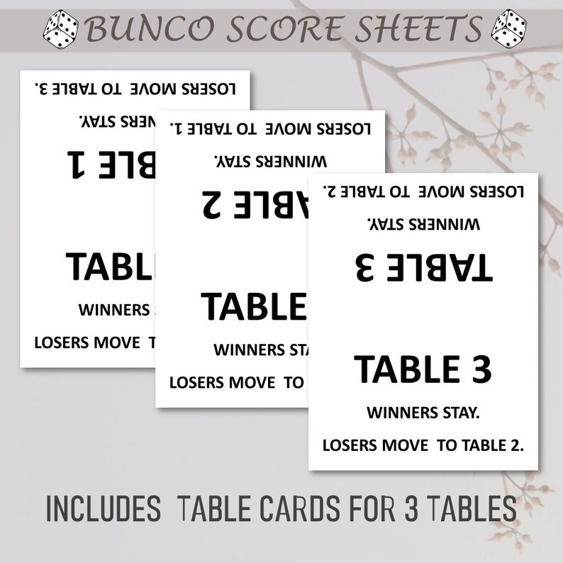 BUNCO Printable Bundle Bunco Score Sheets Tally Sheets Table Cards ...