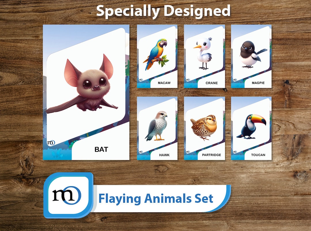 Cute Flying Animals Set Flash Cards for Children ready-to-print - Etsy