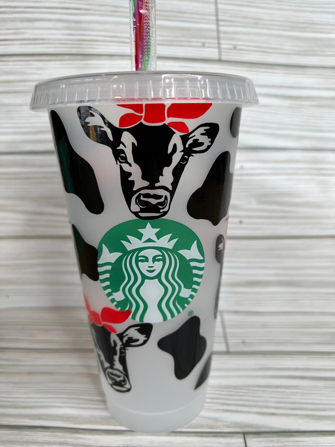 Reusable & Eco-friendly Cow Design Starbucks Tumbler Cold Cup ...
