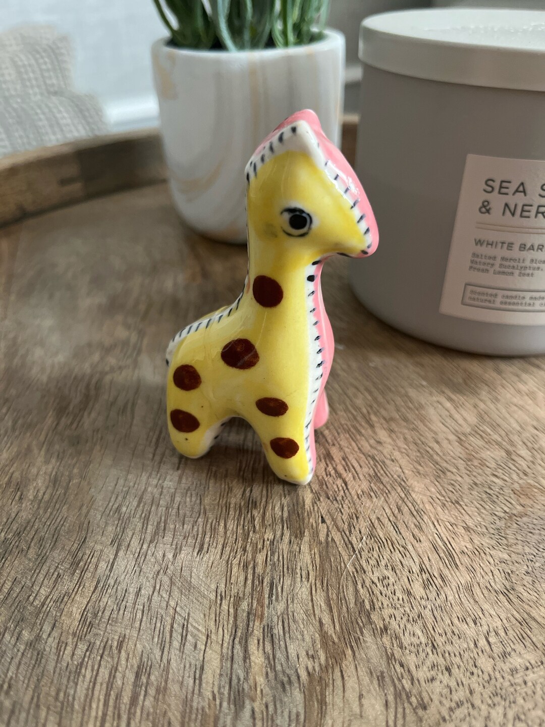 Vintage Stitched Pink and Yellow Giraffes Napco Made in Japan - Etsy