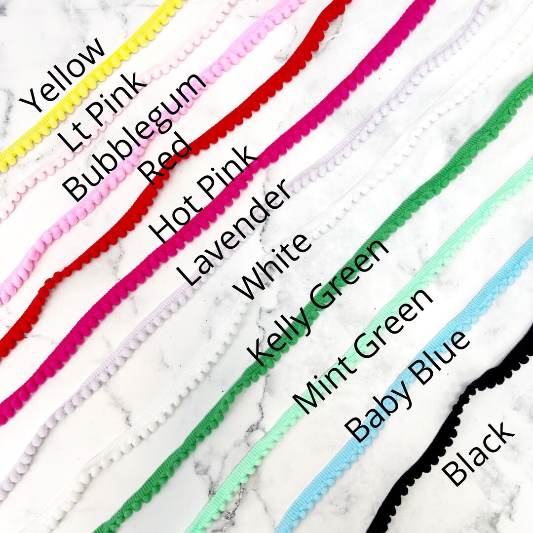 Mini Pom Pom Trim by the 11mm Yard, Multicolor Trim, Red, Hot Pink ...