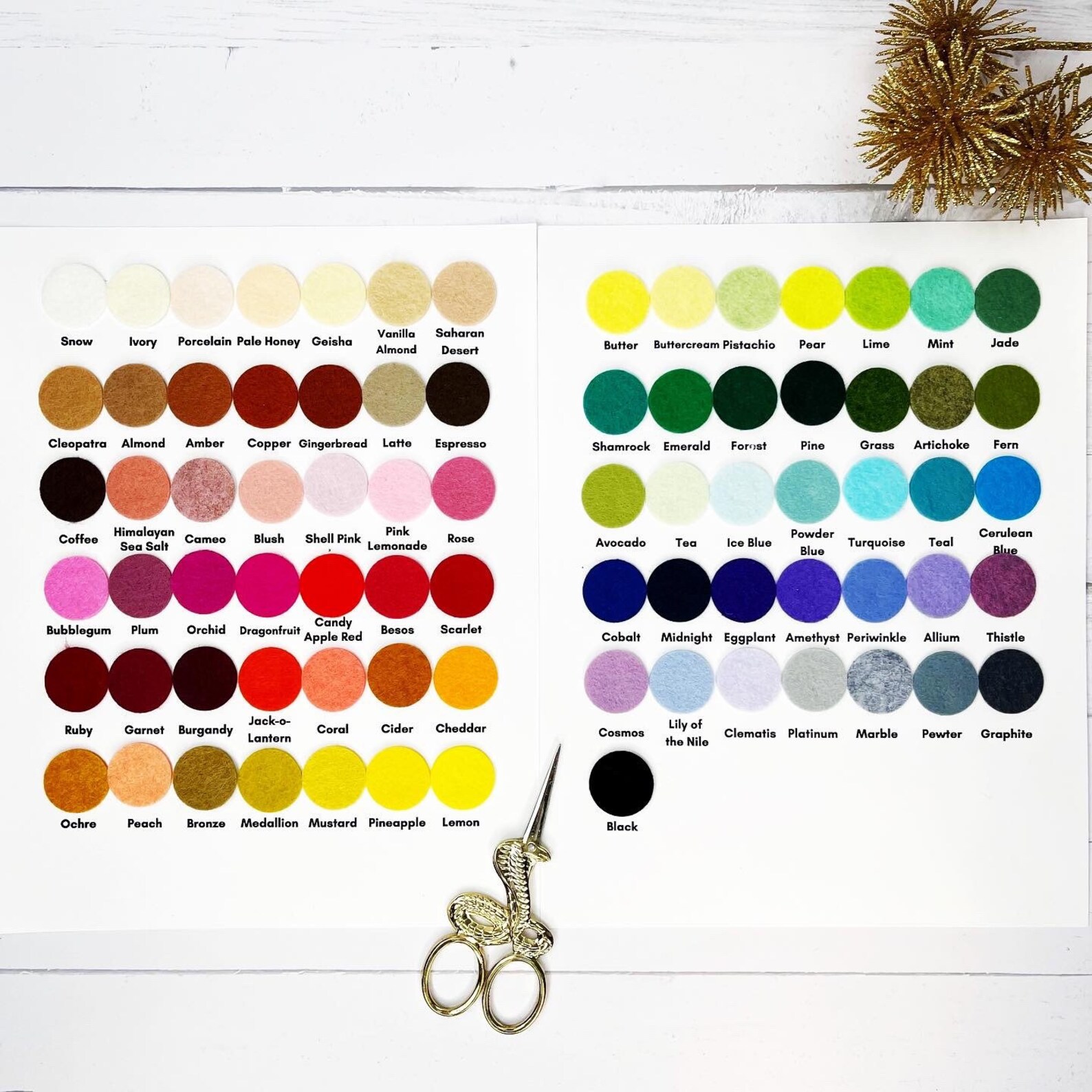 Felt Swatch Chart Color Samples Felt Fabric Swatches Wool - Etsy