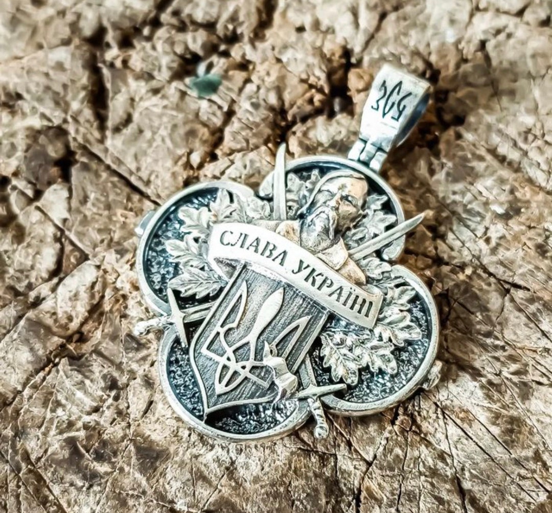 Pendant “slava Ukraine” Ukrainian Necklace Jewerly Charm Silver Cossack Pendant - Etsy