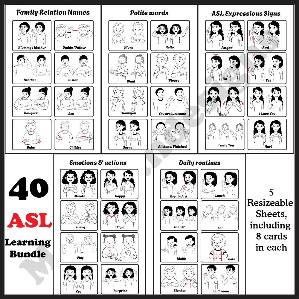 ASL Printable | ASL Flash Cards: Sign Language Learning for Kids ...
