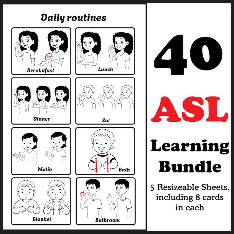 ASL Printable | ASL Flash Cards: Sign Language Learning for Kids ...