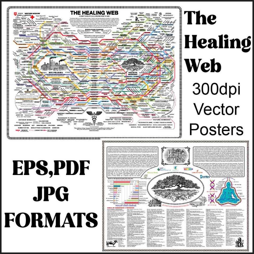 The Healing Web Map, Holistic Health Map, Mind Body Spirit Art, Natural ...