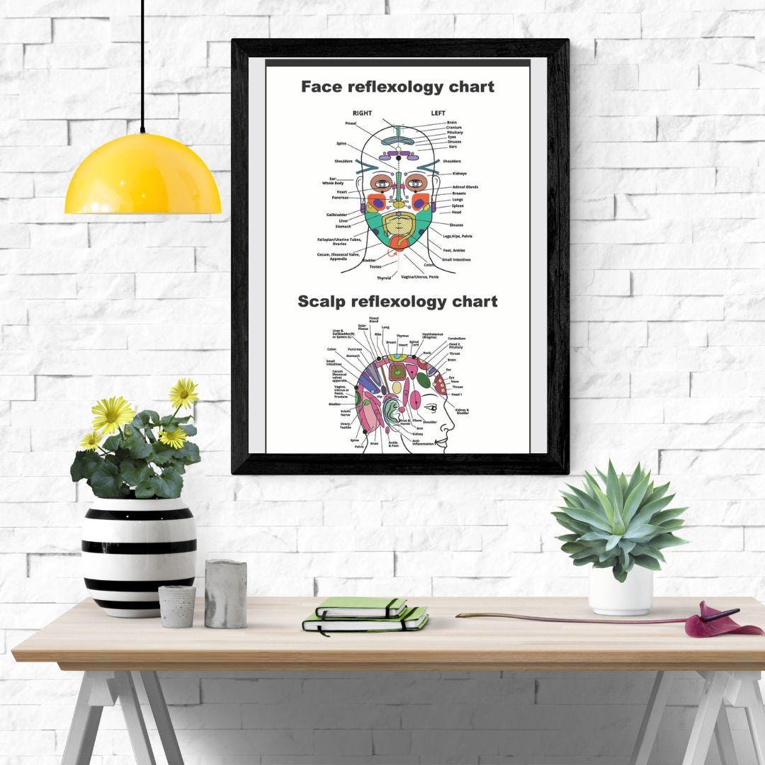 Face & Scalp Reflexology Chart: Acupressure Points (digital Download ...