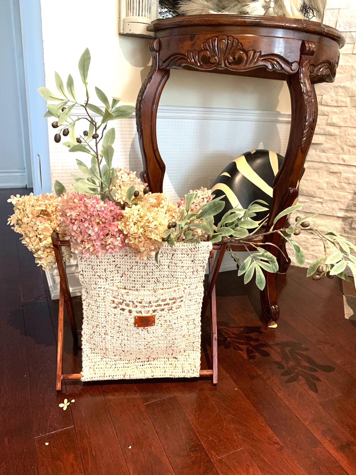 Vintage Folding Knitting Sewing Basket Yarn Container, Storage ...