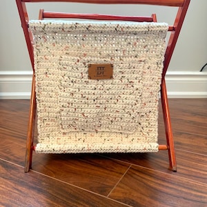 Vintage Folding Knitting Sewing Basket Yarn Container, Storage ...