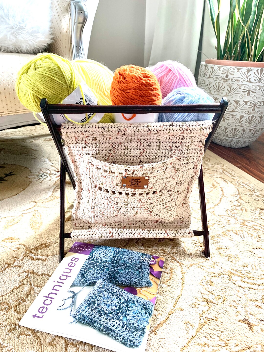 Vintage Folding Basket Yarn Container, Storage Container, Handmade ...