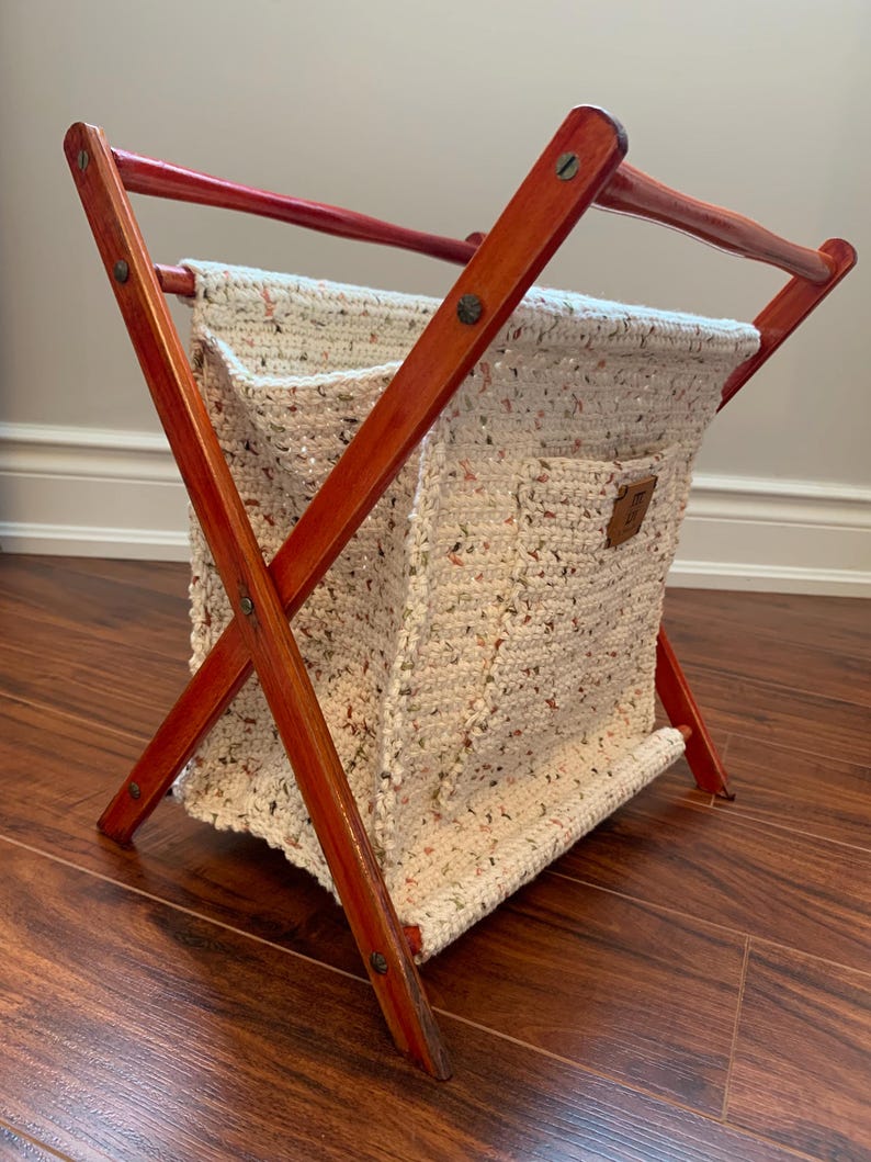 Vintage Folding Yarn Caddy: Handmade Crochet Knitting Basket - Etsy