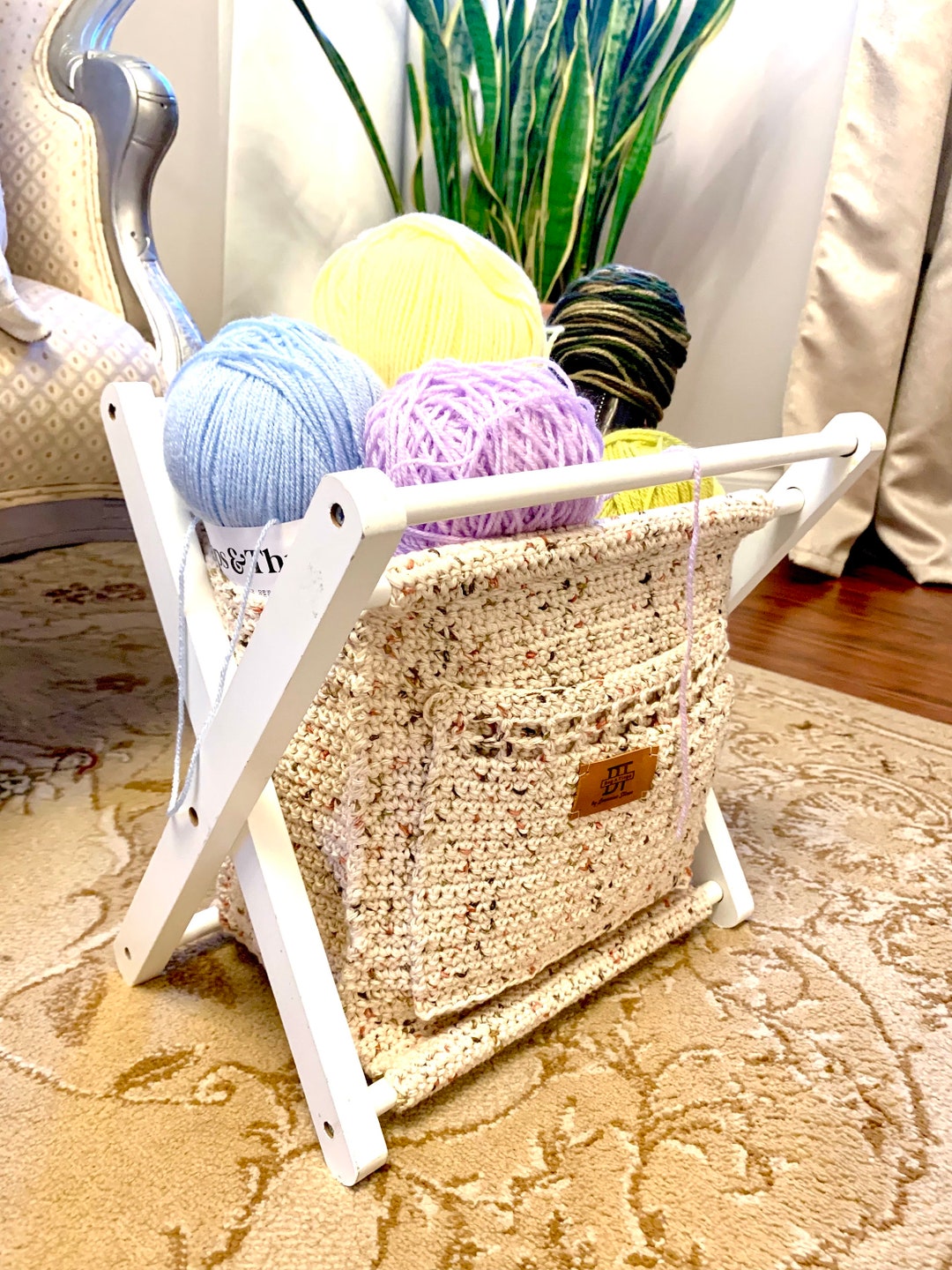 Vintage Folding Basket Yarn Container, Storage Container, Handmade ...