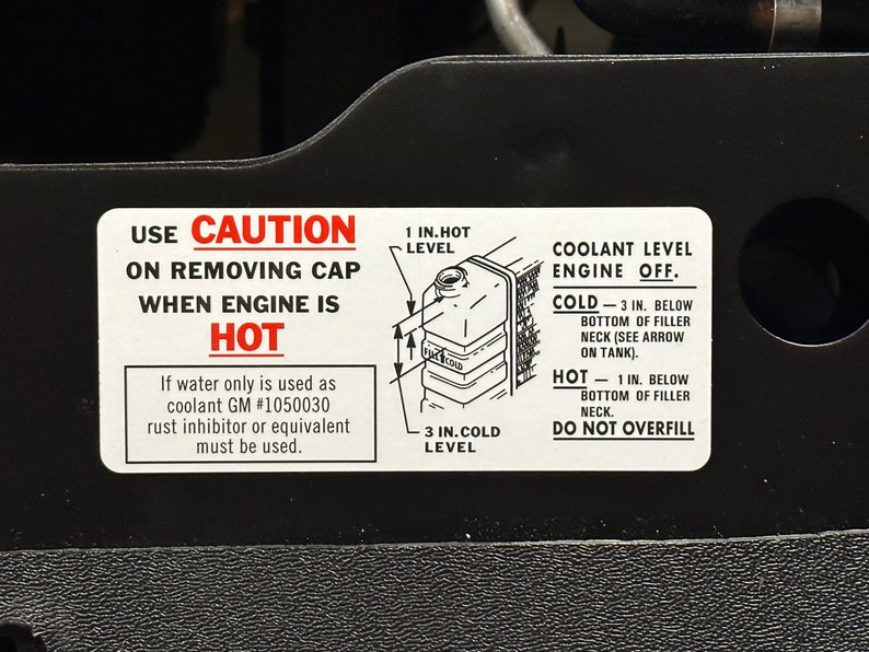 1967-68 Pontiac Firebird/gto/lemans/tempest Caution Coolant Decal - Etsy