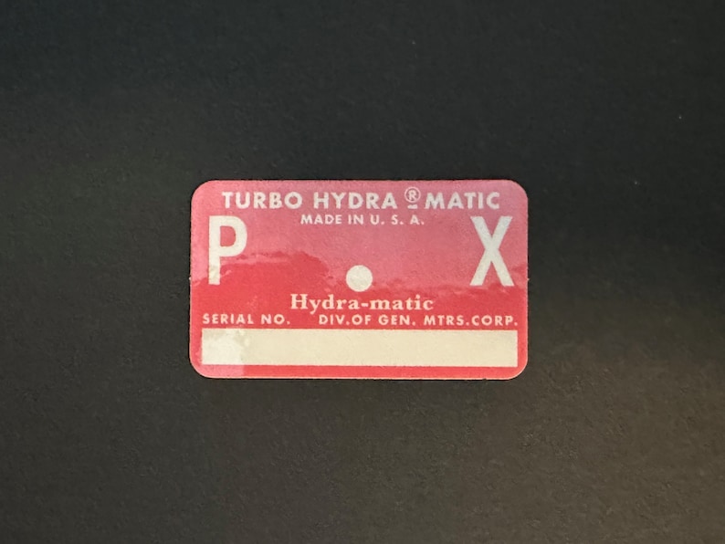 1967-'74 "px" Pontiac TH400 Identification Tag Overlay Decal - Etsy