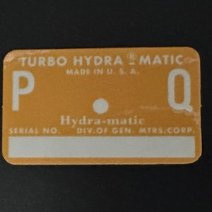 1967-'74 "pq" Pontiac TH400 Identification Tag Overlay Decal - Etsy
