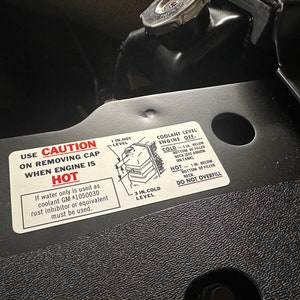 1967-68 Pontiac Firebird/gto/lemans/tempest Caution Coolant Decal - Etsy