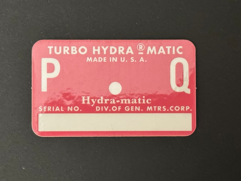 1967-'74 "pq" Pontiac TH400 Identification Tag Overlay Decal - Etsy