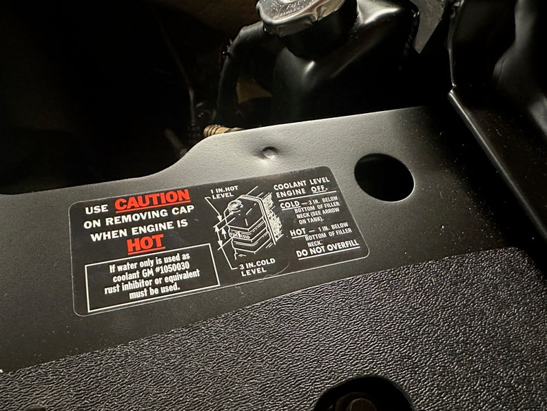 1968 Caution Coolant Decal - Pontiac Firebird, GTO, Tempest and Lemans ...