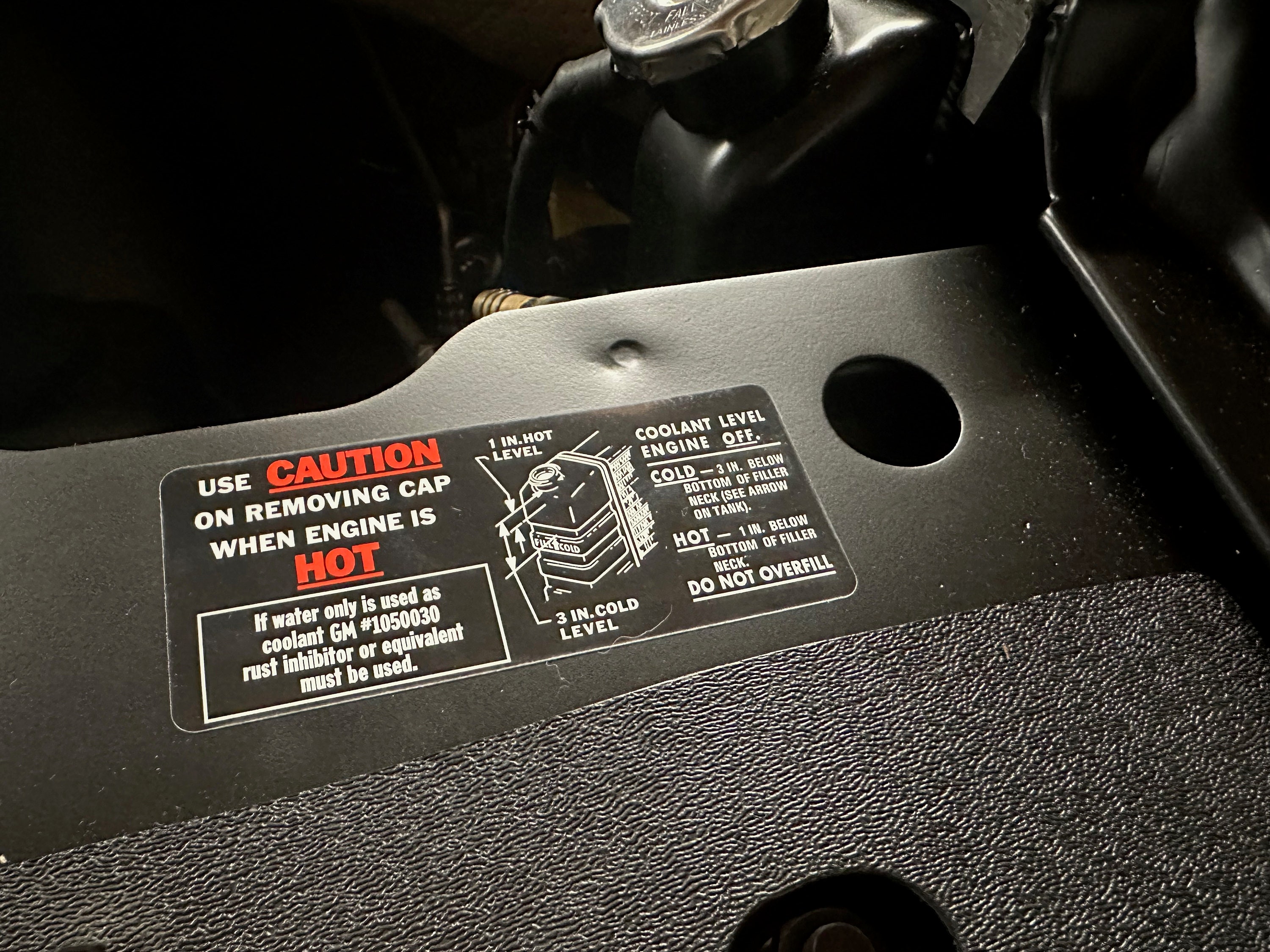 1968 Caution Coolant Decal - Pontiac Firebird, GTO, Tempest and Lemans ...