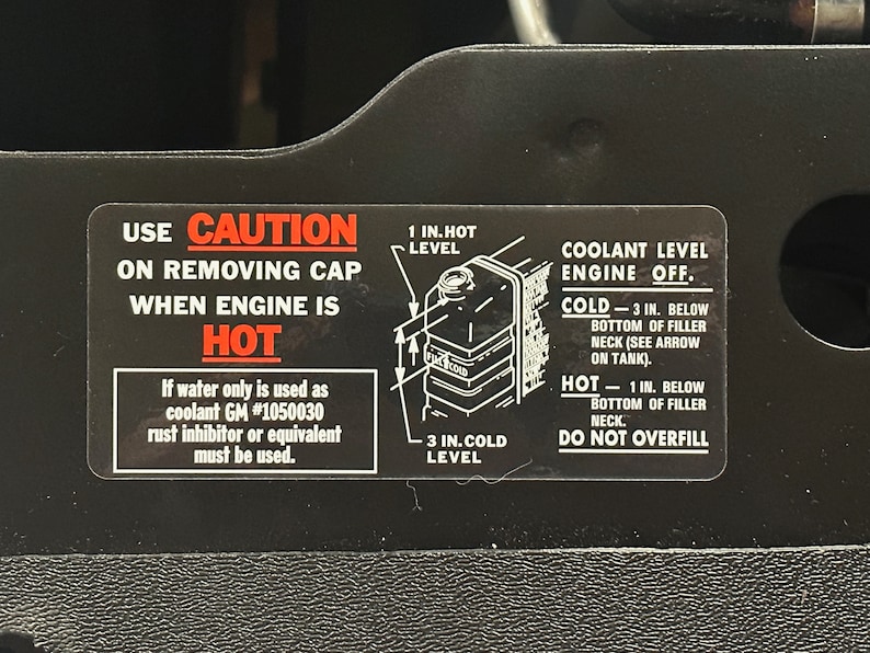 1968 Caution Coolant Decal - Pontiac Firebird, GTO, Tempest and Lemans ...