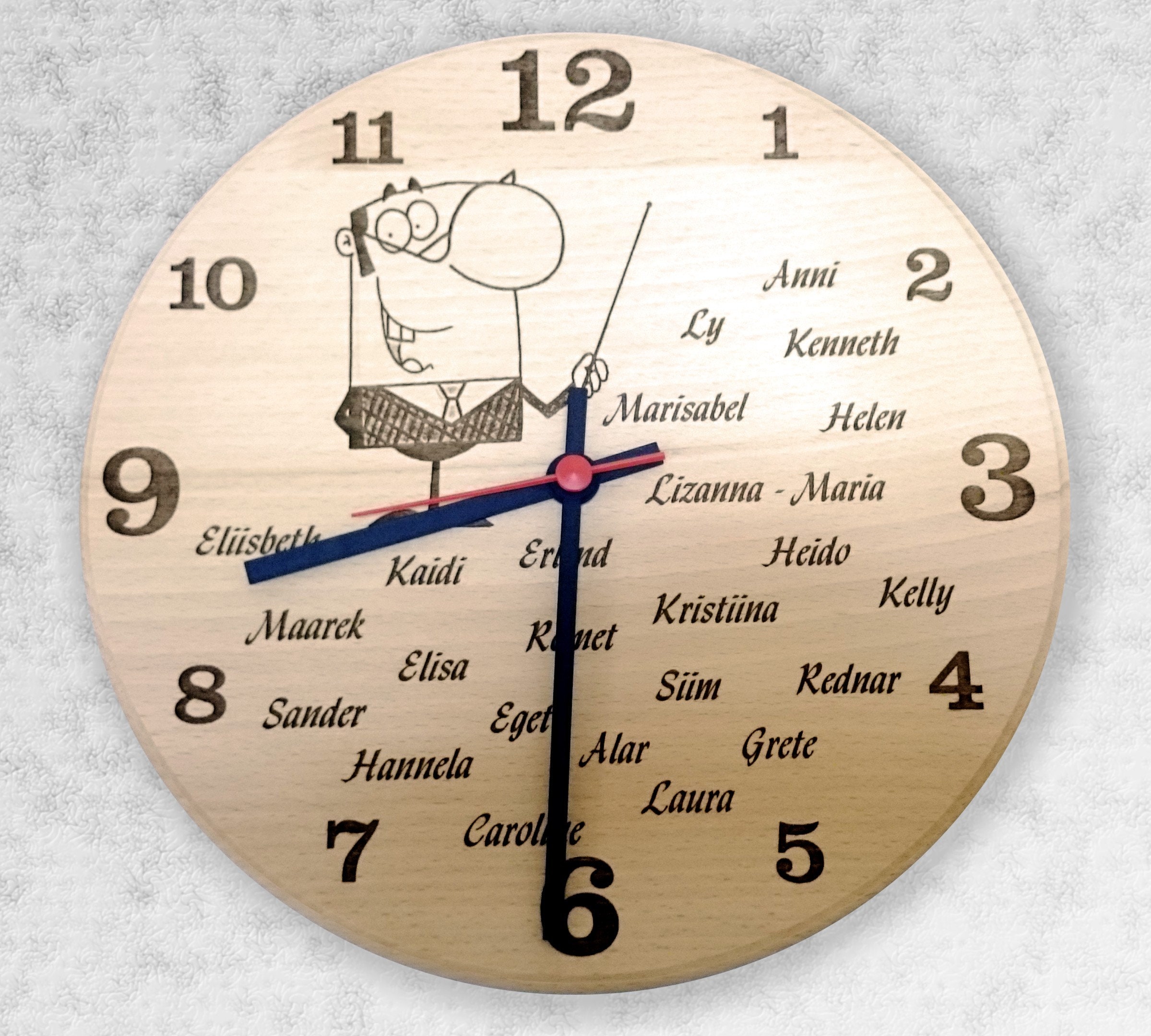 Engraved Names Clock Kindergarten Teacher Laser Etched Engraved ...