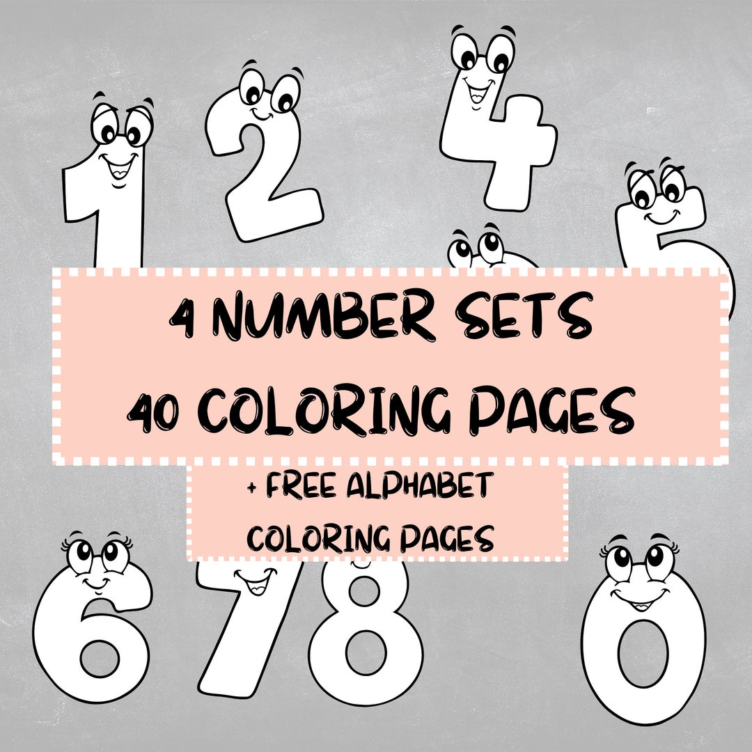Number Coloring Pages, 3 Different Sets, Printable, Instant Digital ...
