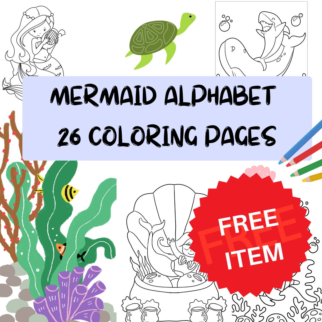 Mermaid Party 40 Colouring Pages for Kids Printable, Instant Download ...